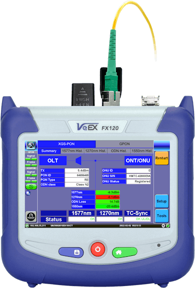 VeEX FX120 analyzer aids 10G PON service activation and troubleshooting | Lightwave