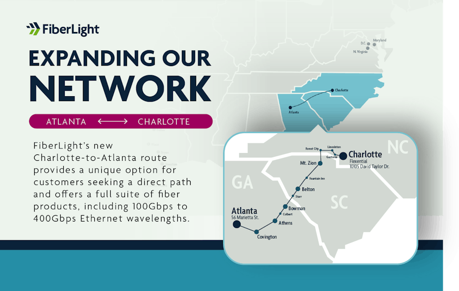 FiberLight opens fiber route between Atlanta and Charlotte | Lightwave